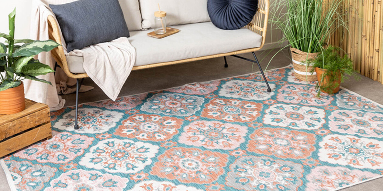 Bohemian buitenkleed - Vedra Tile Blauw - Volero
