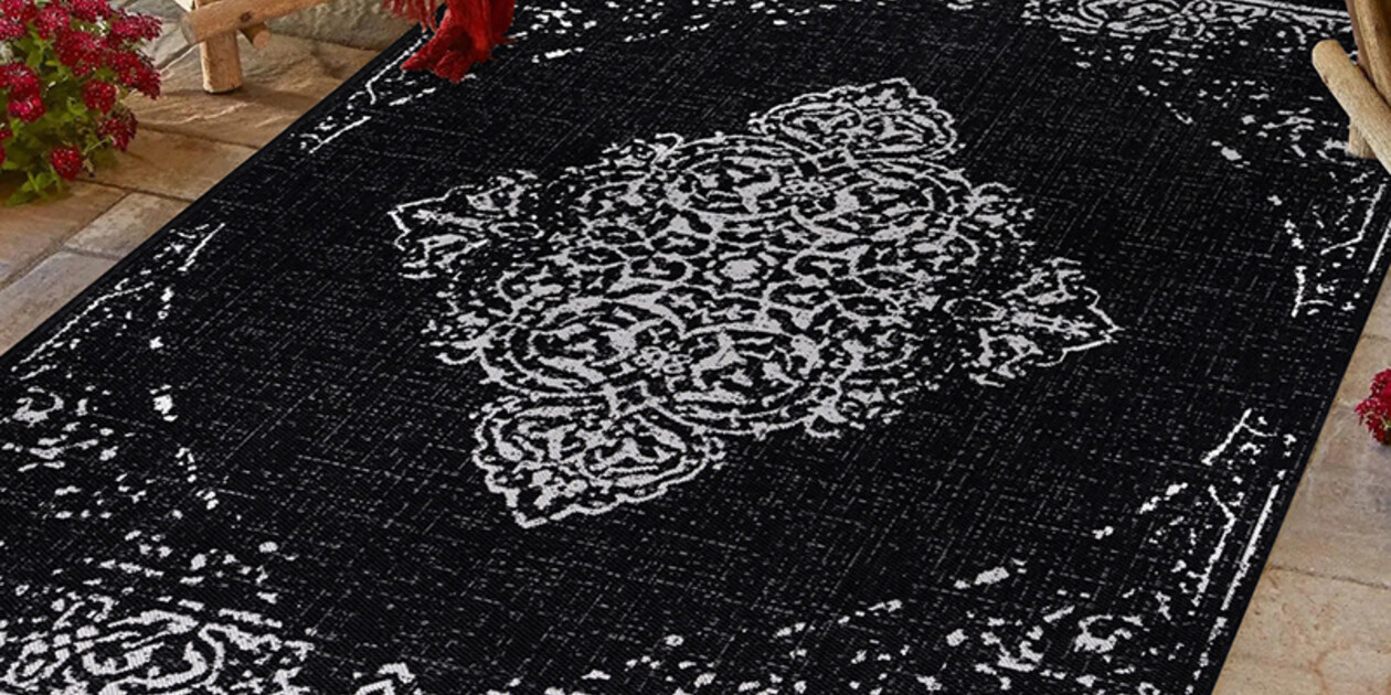 Vintage buitenkleed - Sunara Medaillon Zwart - Volero