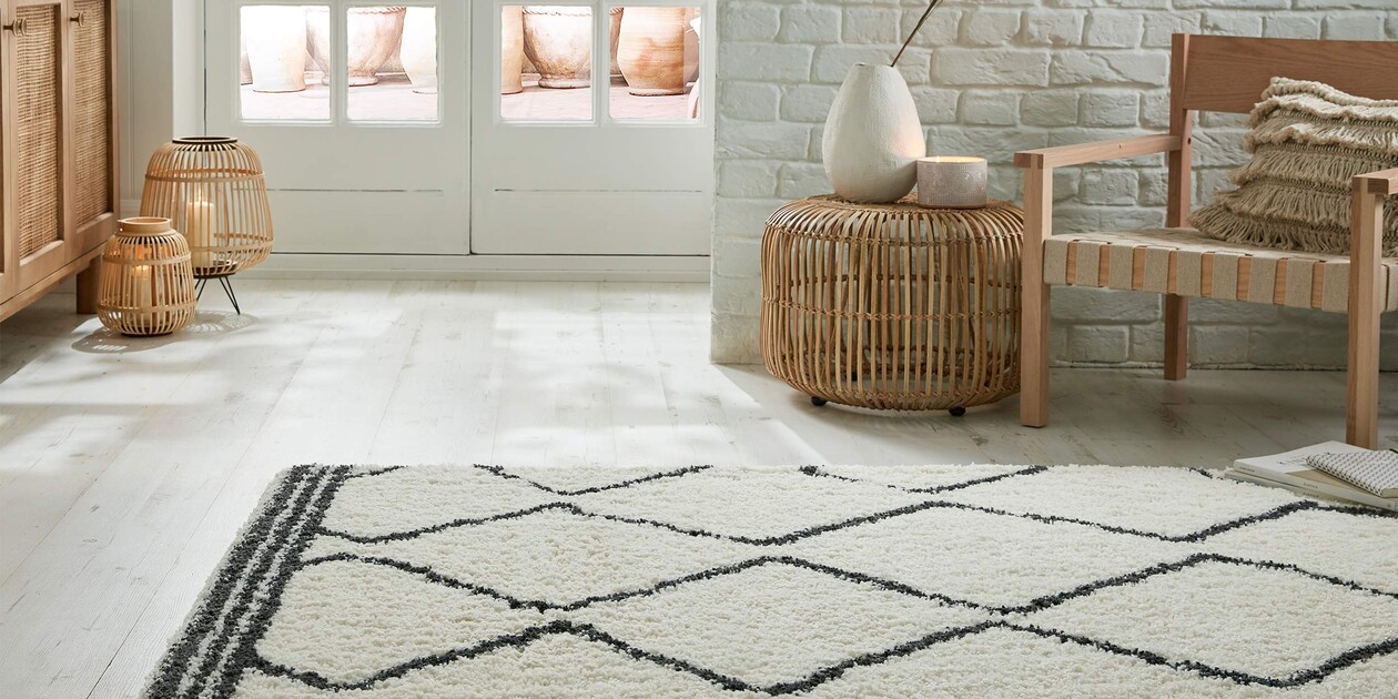 Berber vloerkleed - Riado Zigzag Zwart/Wit