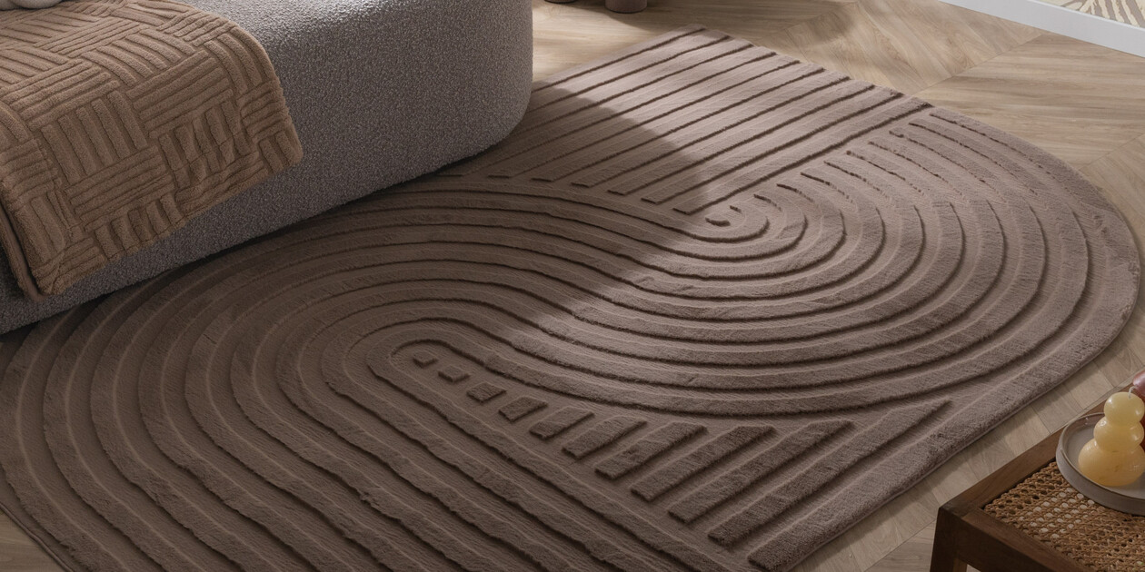 Organisch Vloerkleed - Flowy Arch Taupe | Wasbaar - Volero