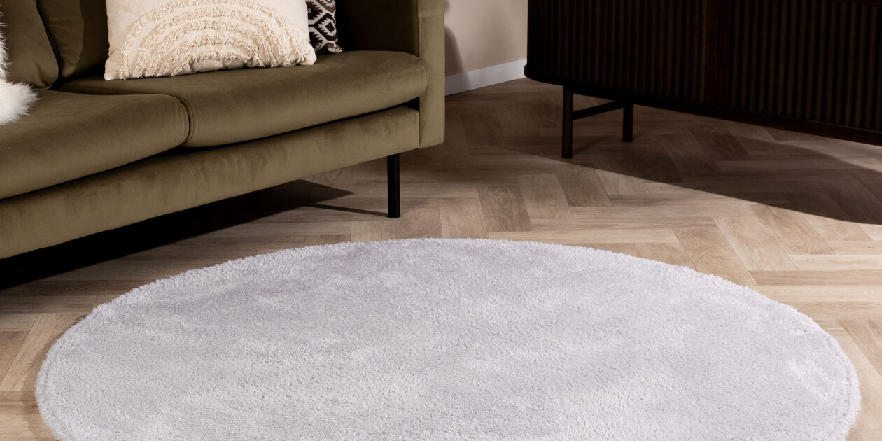 Zacht rond vloerkleed - Teddy Grijs - Volero