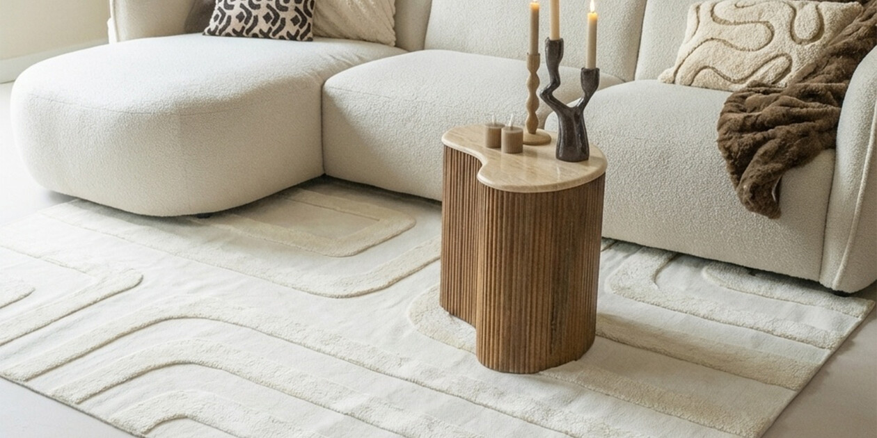 Wollen vloerkleed - Judith Lines Creme